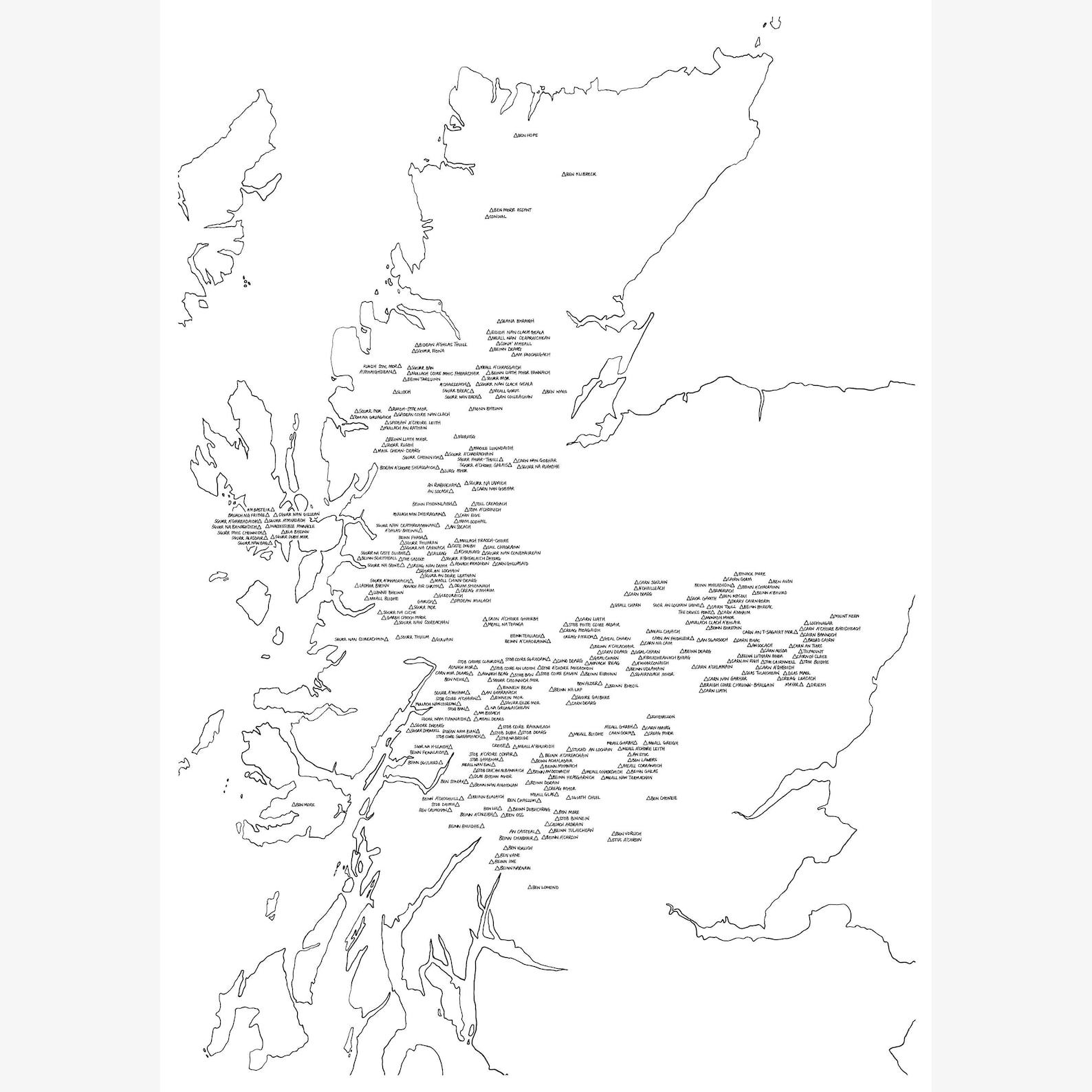 A1 Munro Map | Munro Bagging - Colour Your Own | Scotland | Scottish ...
