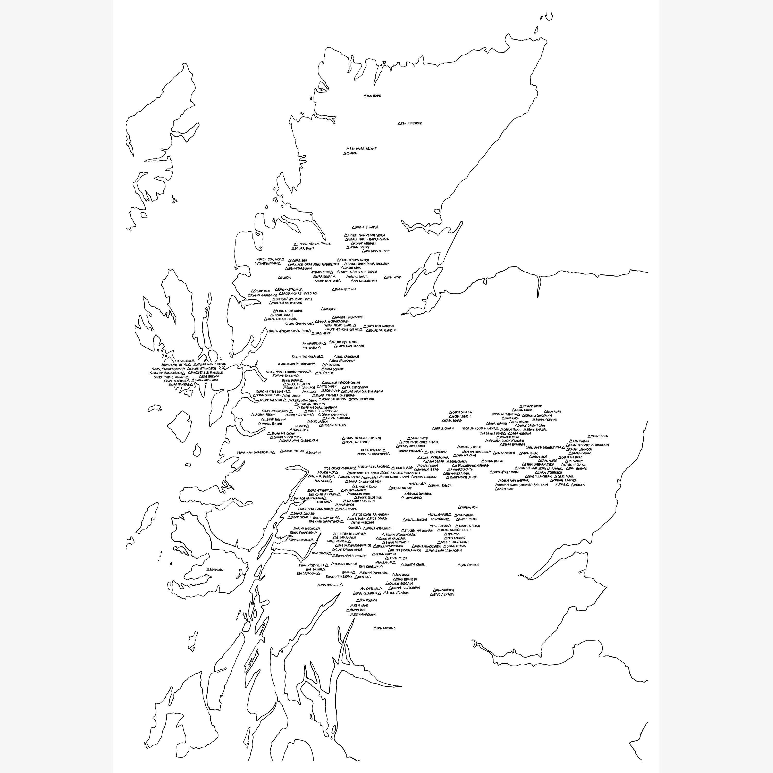A1 Munro Map | Munro Bagging - Colour Your Own | Scotland | Scottish ...