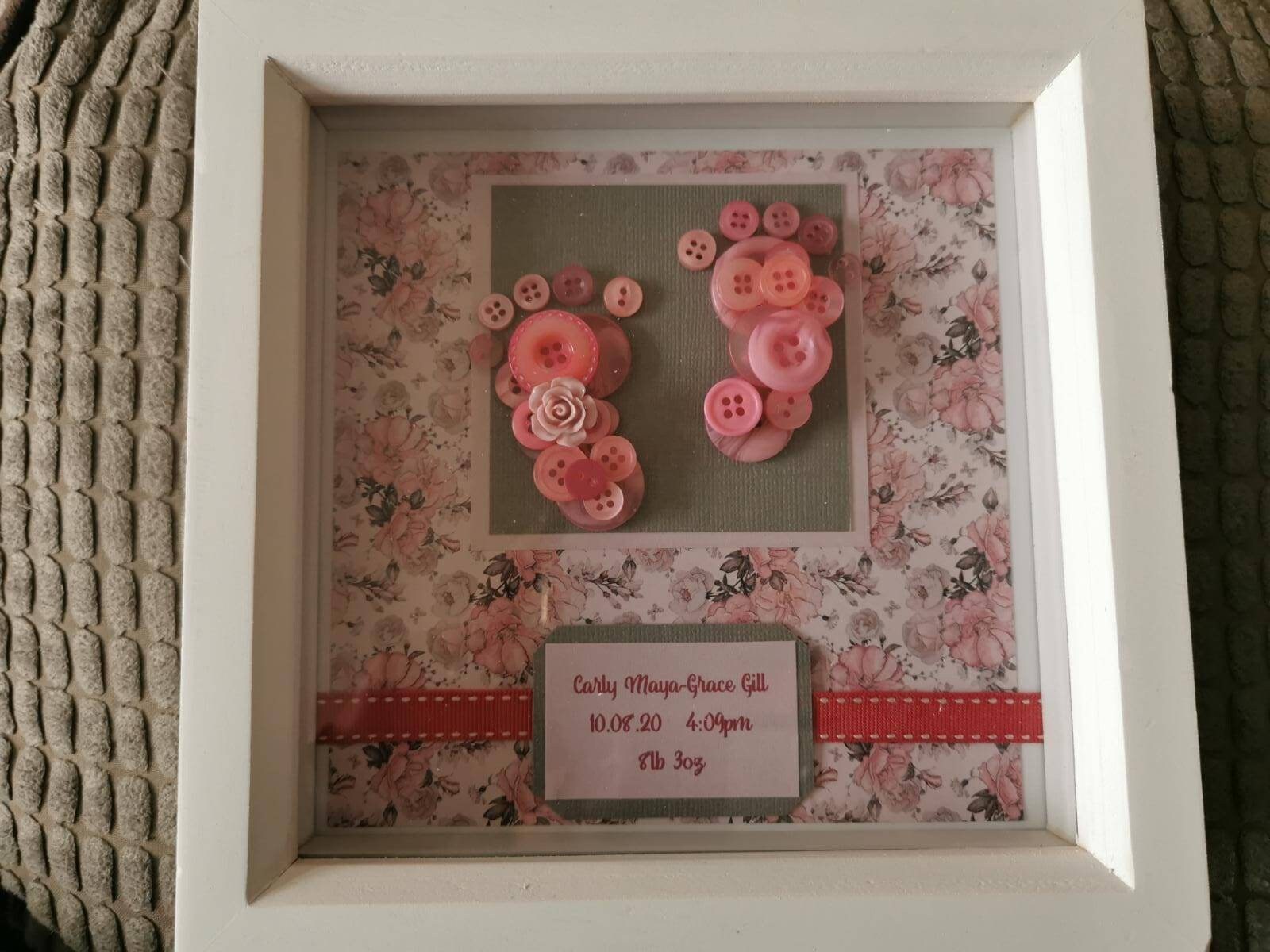 New Baby Gift. Baby Feet. Button Art Frame. - Etsy