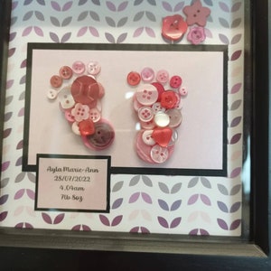 New Baby Gift. Baby Feet. Button Art Frame. - Etsy