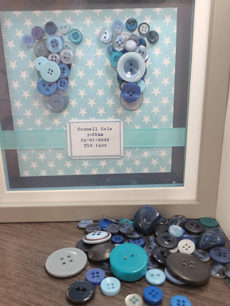 New Baby Gift. Baby Feet. Button Art Frame. - Etsy