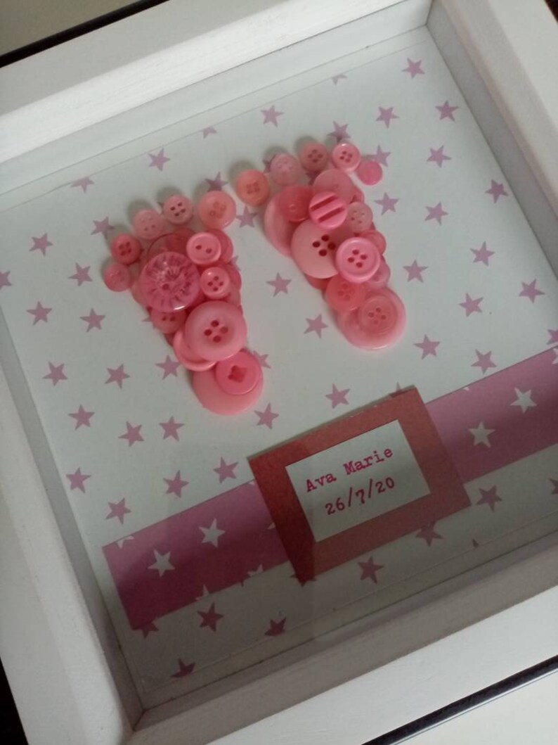 New Baby Gift. Baby Feet. Button Art Frame. - Etsy