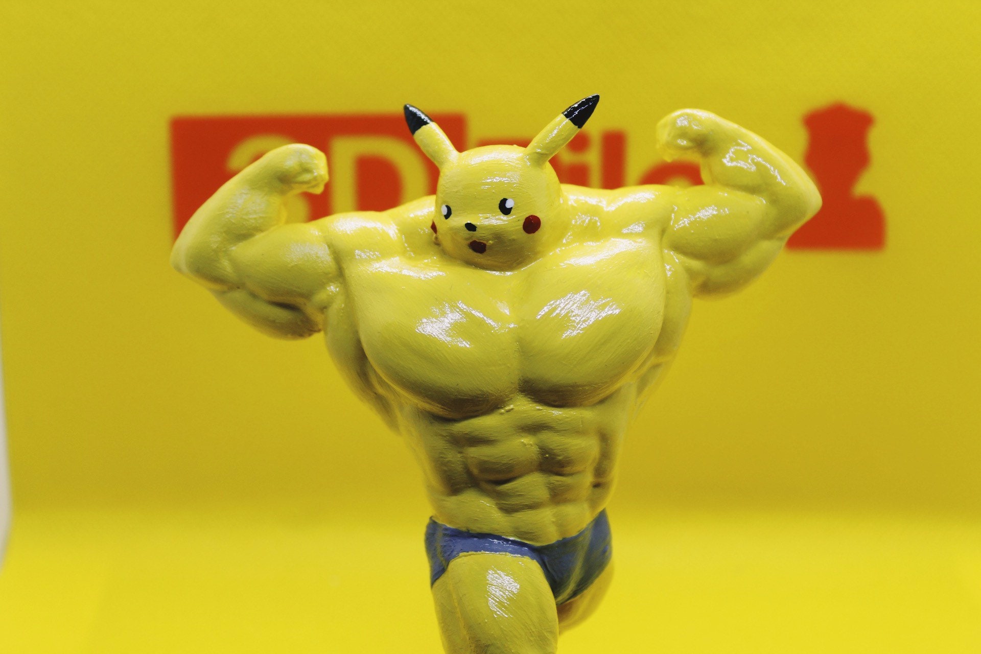Pokemon Amiibo Ultra swole buff Pikachu Model Figure 110mm | Etsy