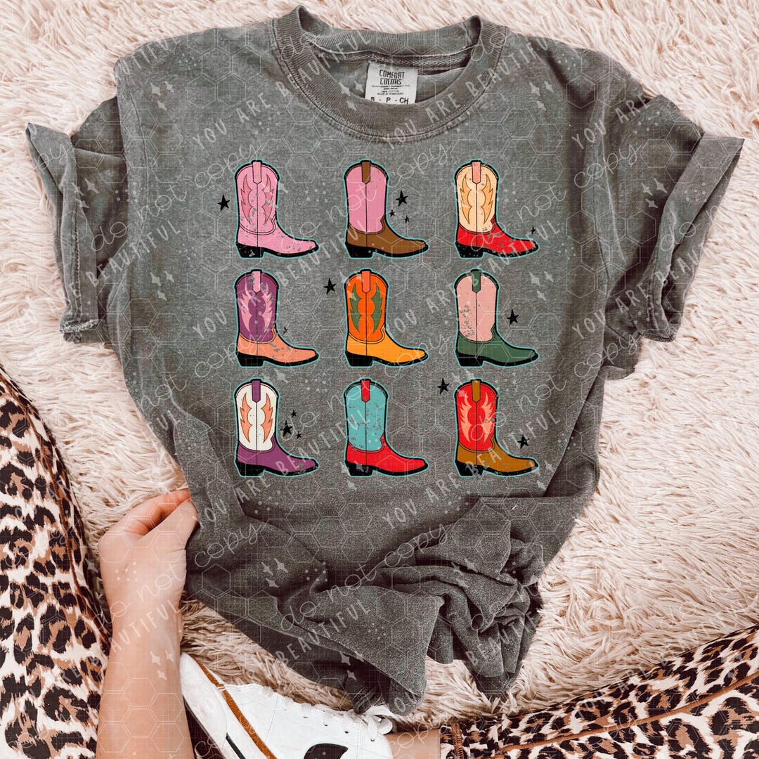 Cowboy Boots Collage DTF Transfer | Western Direct to Film Print ...