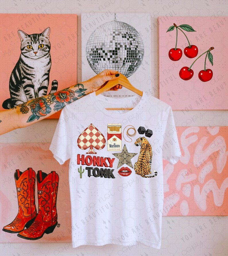 Honky Tonk Collage DTF Transfer | Western Direct to Film Print | Ready ...