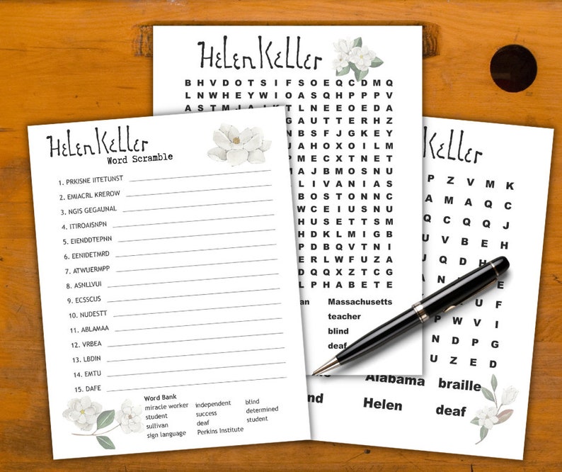 Helen Keller, Helen Keller Activity Packet, Helen Keller Biography ...