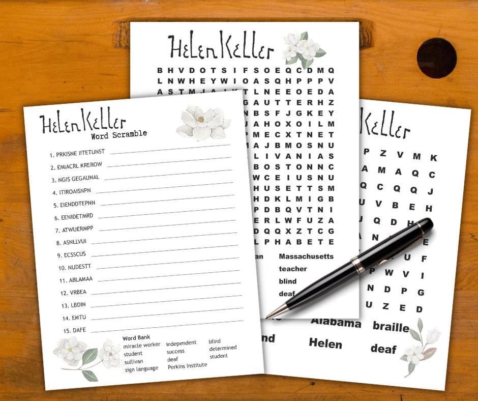 Helen Keller, Helen Keller Activity Packet, Helen Keller Biography ...