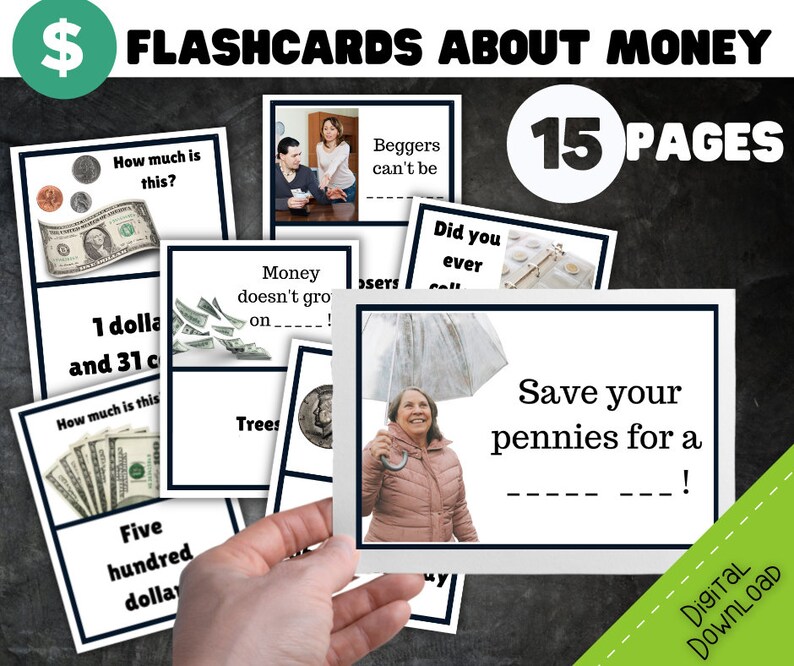 Money Flashcards for Seniors: Dementia Learning Activity (PDF) - Etsy