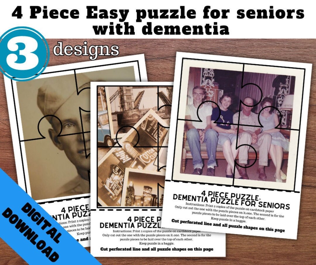 Dementia Puzzle: 4-piece Easy Puzzle for Seniors (PDF Download) - Etsy