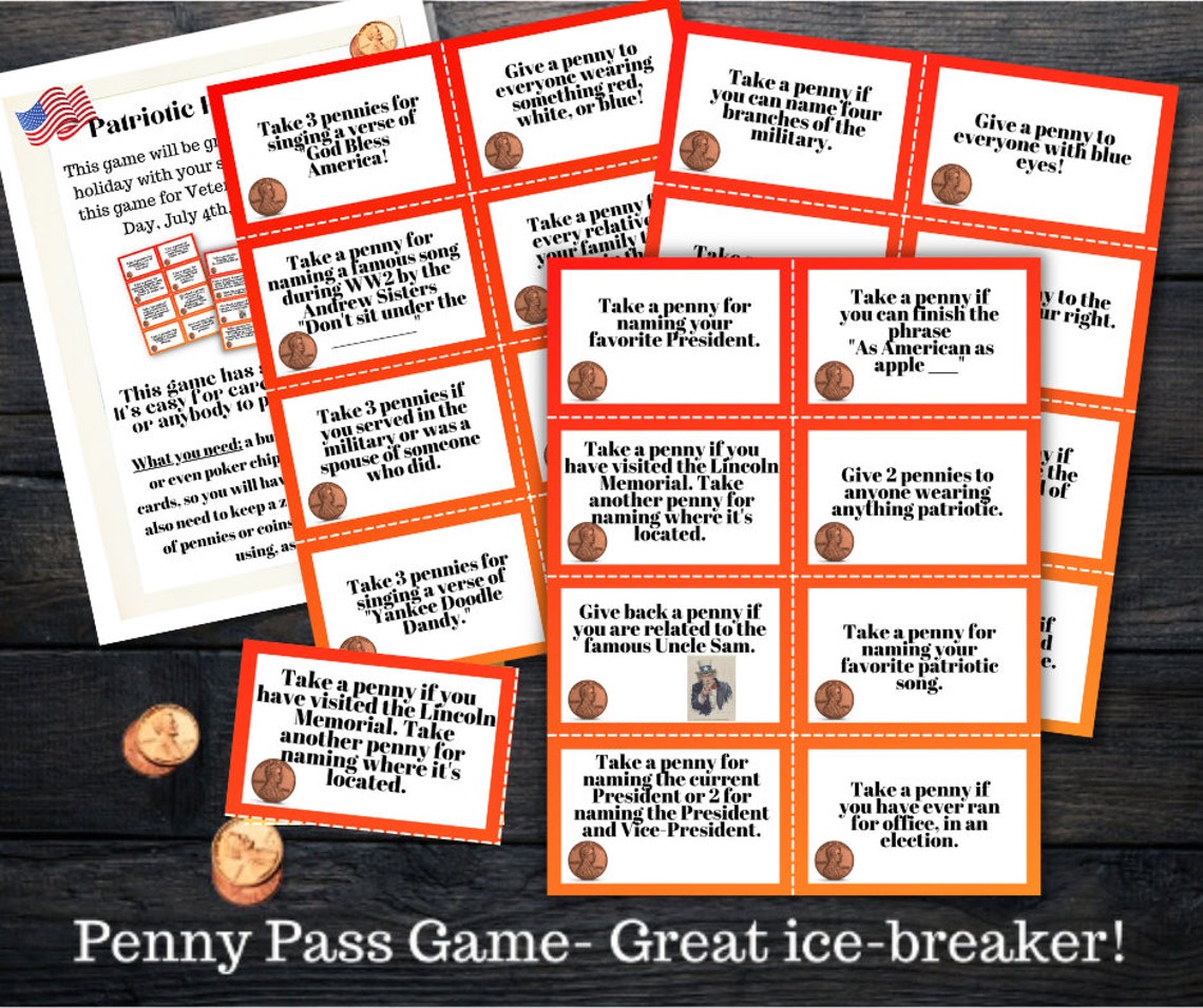 Patriotic Penny Pass Game: Senior Ice Breaker (digital Download) - Etsy