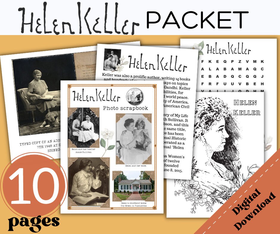 Helen Keller, Helen Keller Activity Packet, Helen Keller Biography ...