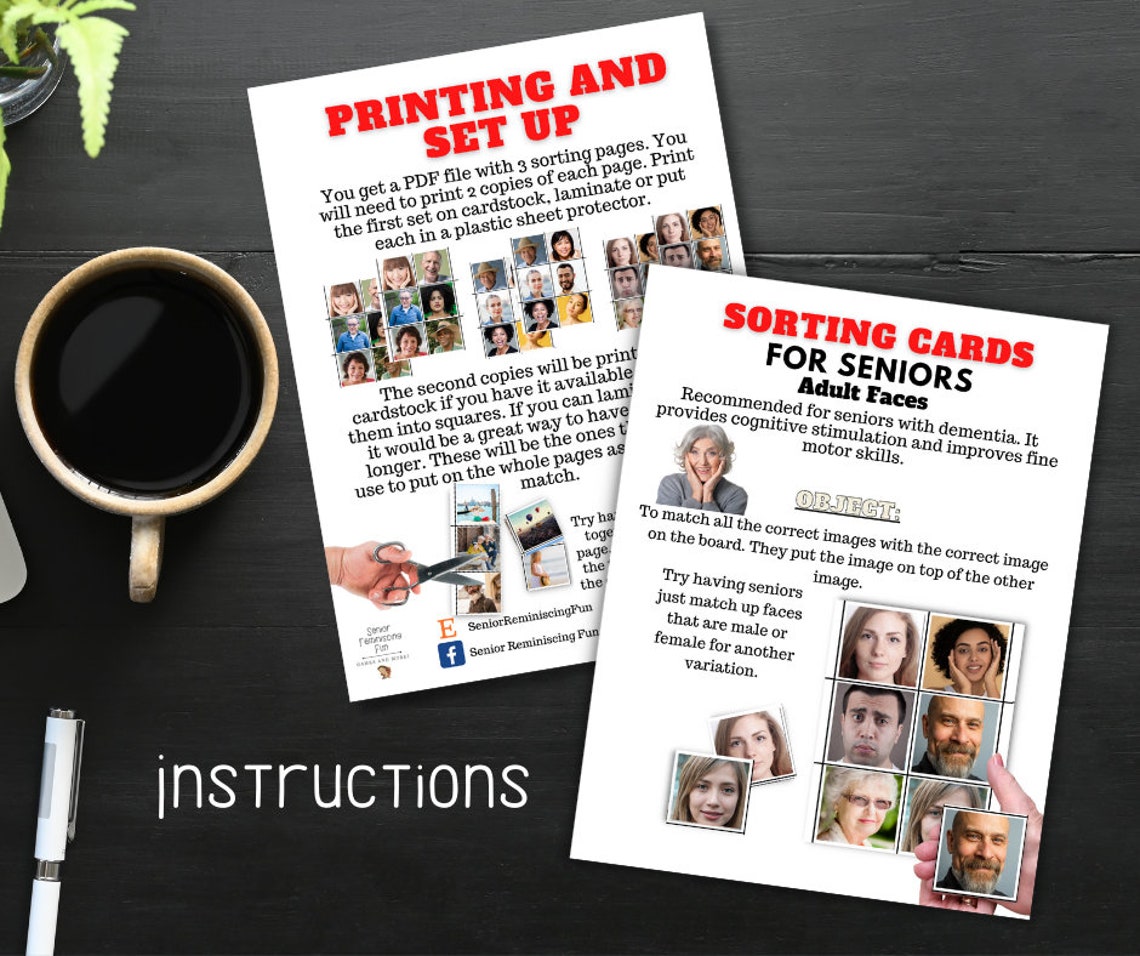 Dementia Sorting Kit: Adult Faces Matching Game (digital Download) - Etsy