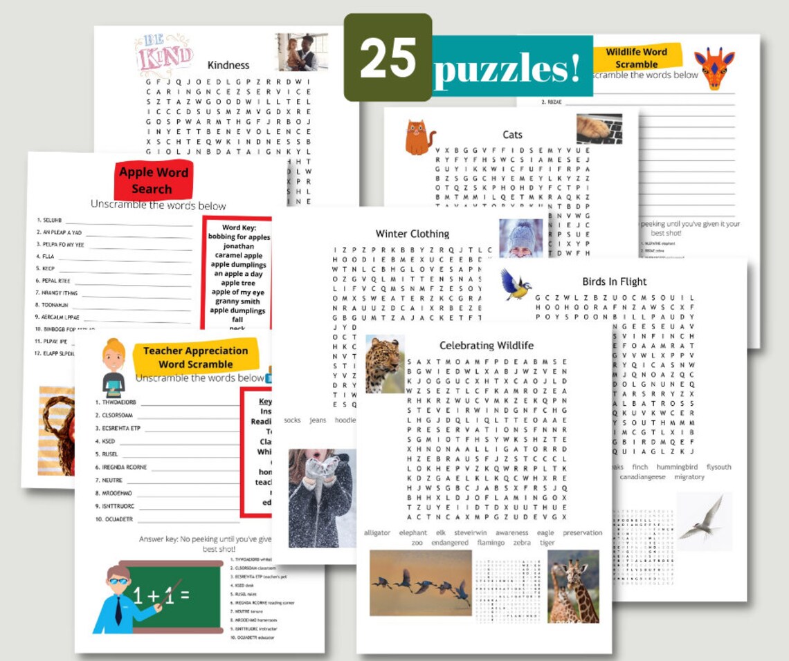 Senior Word Puzzles, Word Scramble, Alzheimer's Puzzle, Activity ...