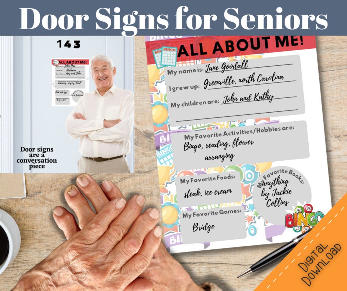 Memory Care Door Sign Alzheimers Activity Dementia Activity Senior Door ...