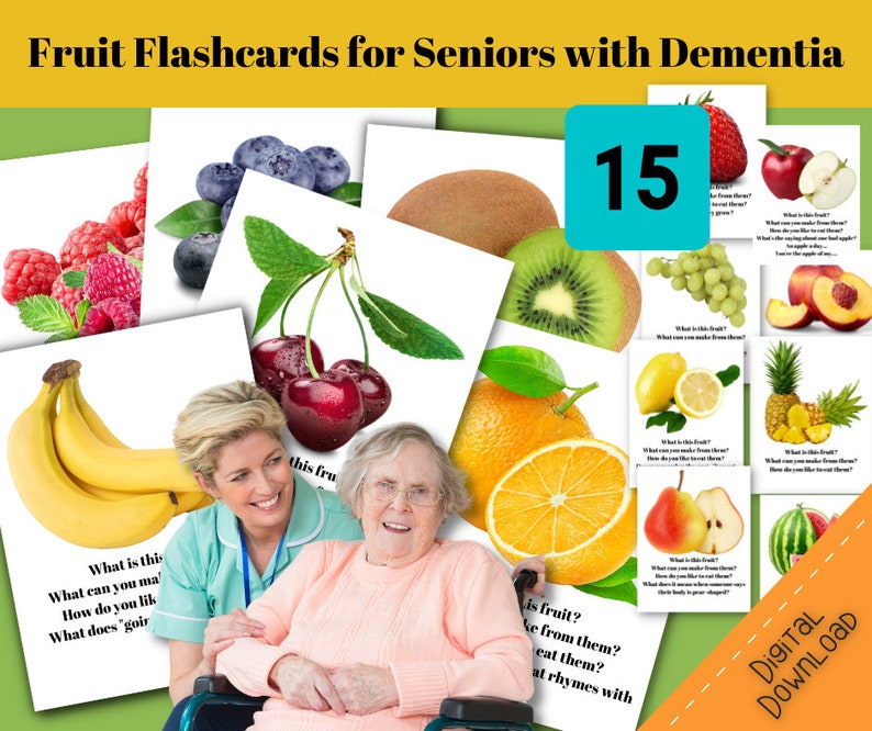Alzheimers Flashcards, Fruit Flashcards, Printable Flashcards, Dementia ...
