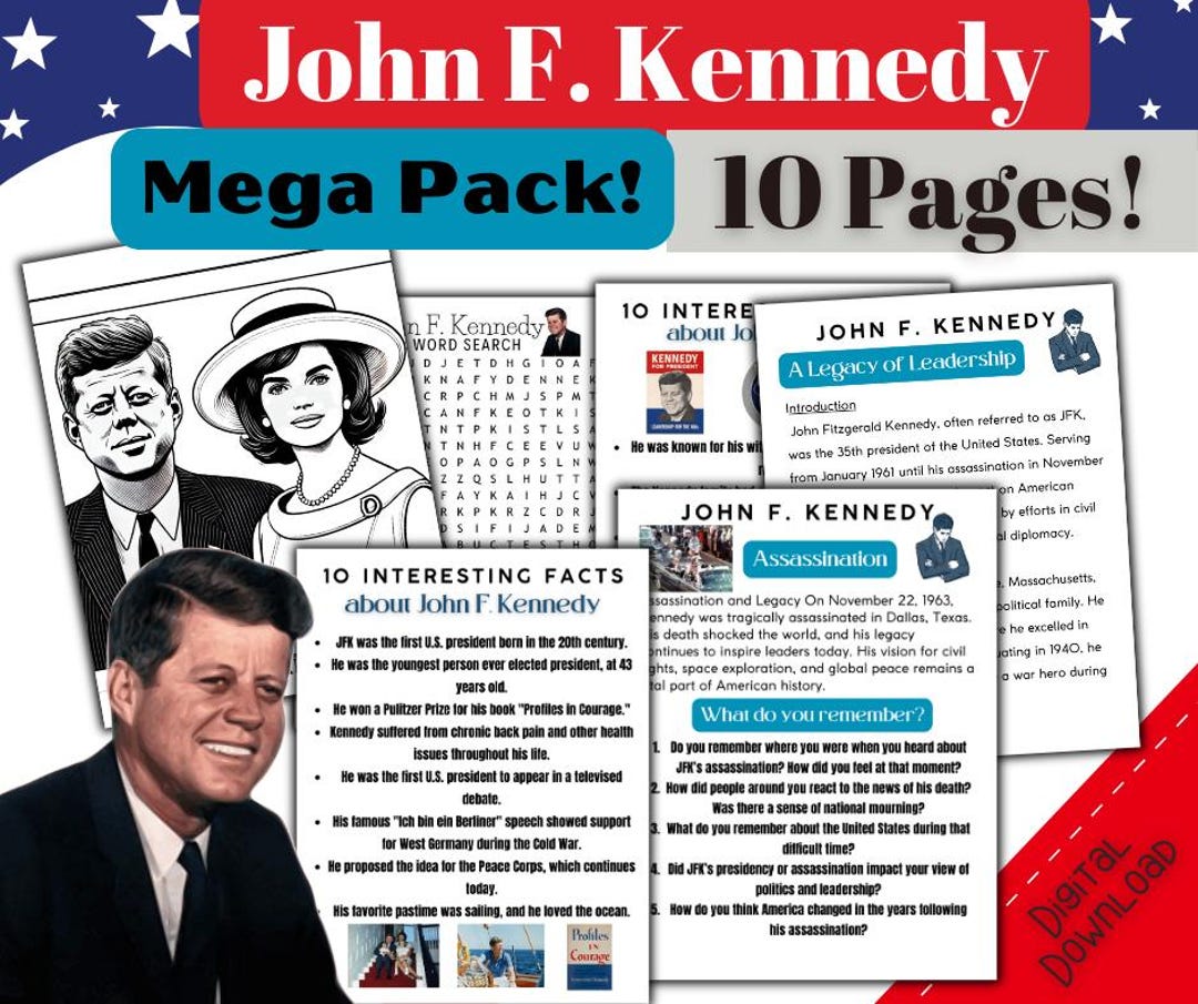 John F. Kennedy Activity Mega-pack | Large Print Senior Learning | JFK ...