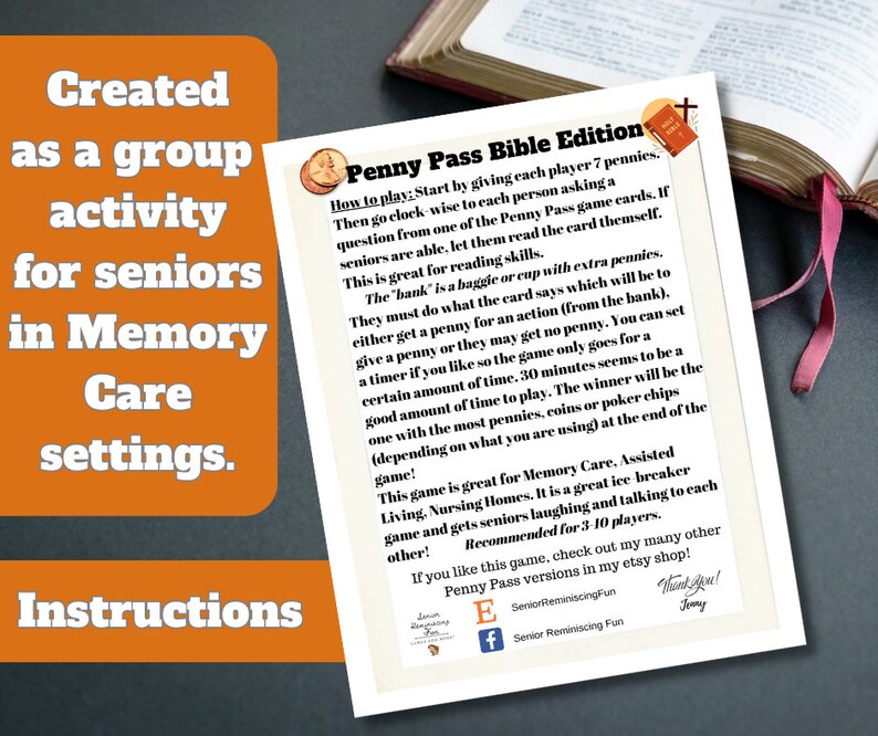 Penny Pass Bible Trivia Game for Seniors (digital Download) - Etsy