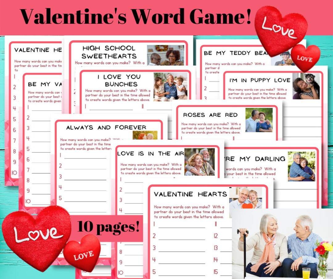 Valentine's Day Word Game, Senior Word Games, Valentine's Word Activity ...