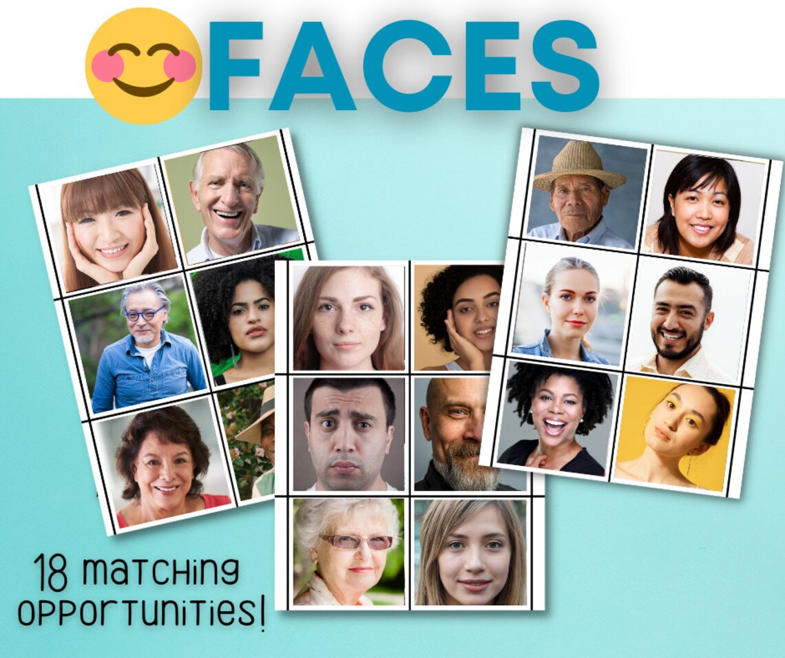 Dementia Sorting Kit: Adult Faces Matching Game (digital Download) - Etsy