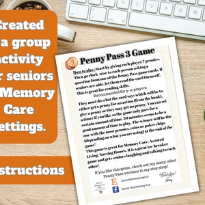 Penny Pass Game Bundle: Senior Activity, Dementia Friendly (digital ...