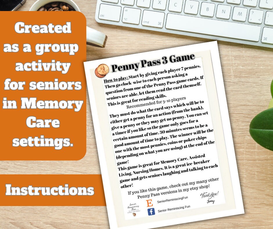 Penny Pass Game Bundle: Senior Activity, Dementia Friendly (digital ...