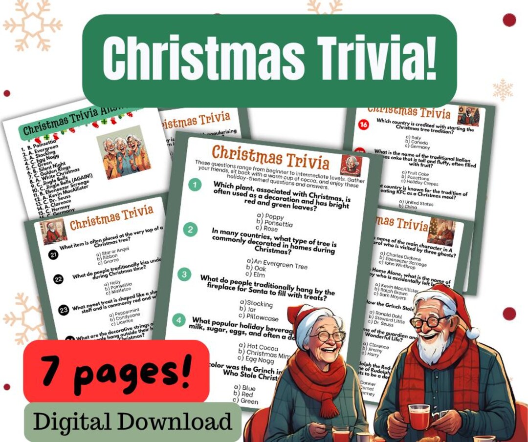 Christmas Trivia Game: Holiday Activity for Seniors (PDF Download) - Etsy