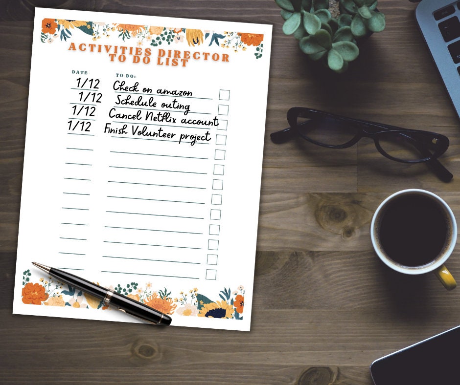 Activity Director Planner: To-do List, Supply & Socialization Sheets ...