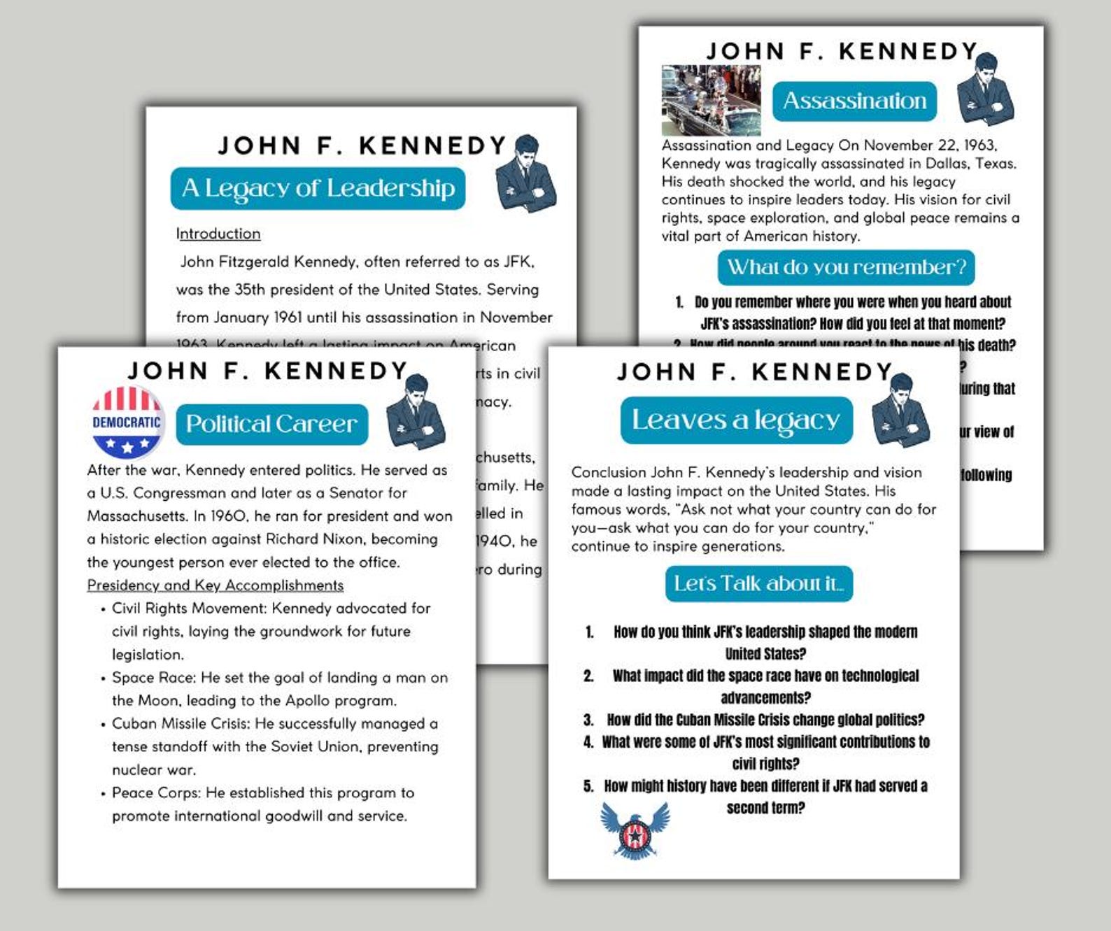 JFK Activity Mega-pack: Large Print History & Coloring (digital Download) - Etsy