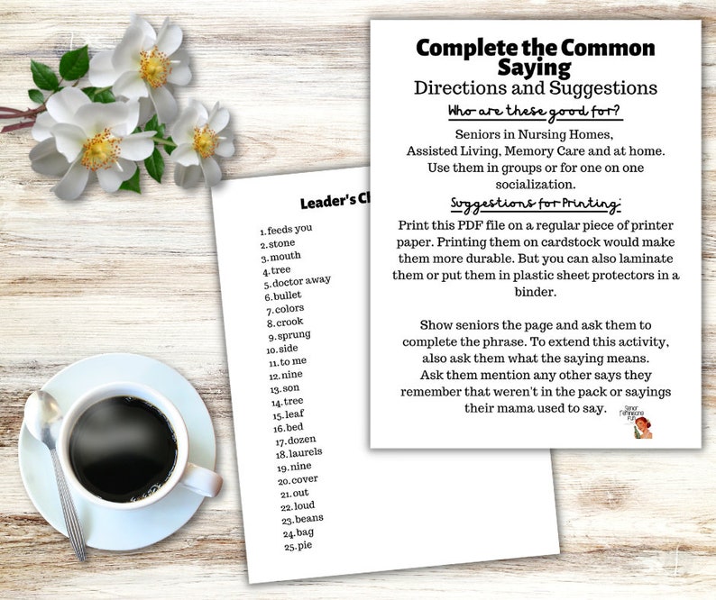 Complete the Phrase, Dementia Flashcards, Alzheimer's Flashcards ...