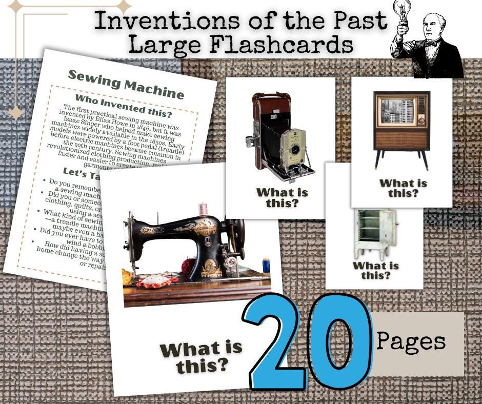 Vintage Inventions Flashcards for Seniors: Memory Care Activity ...
