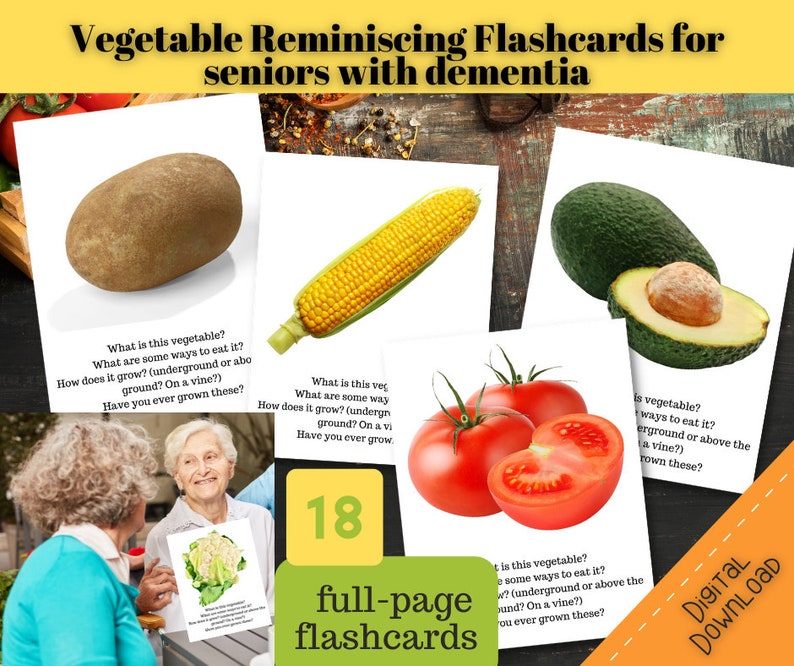 Vegetable Flashcards, Alzheimers Flashcards, Senior Activity, Dementia ...