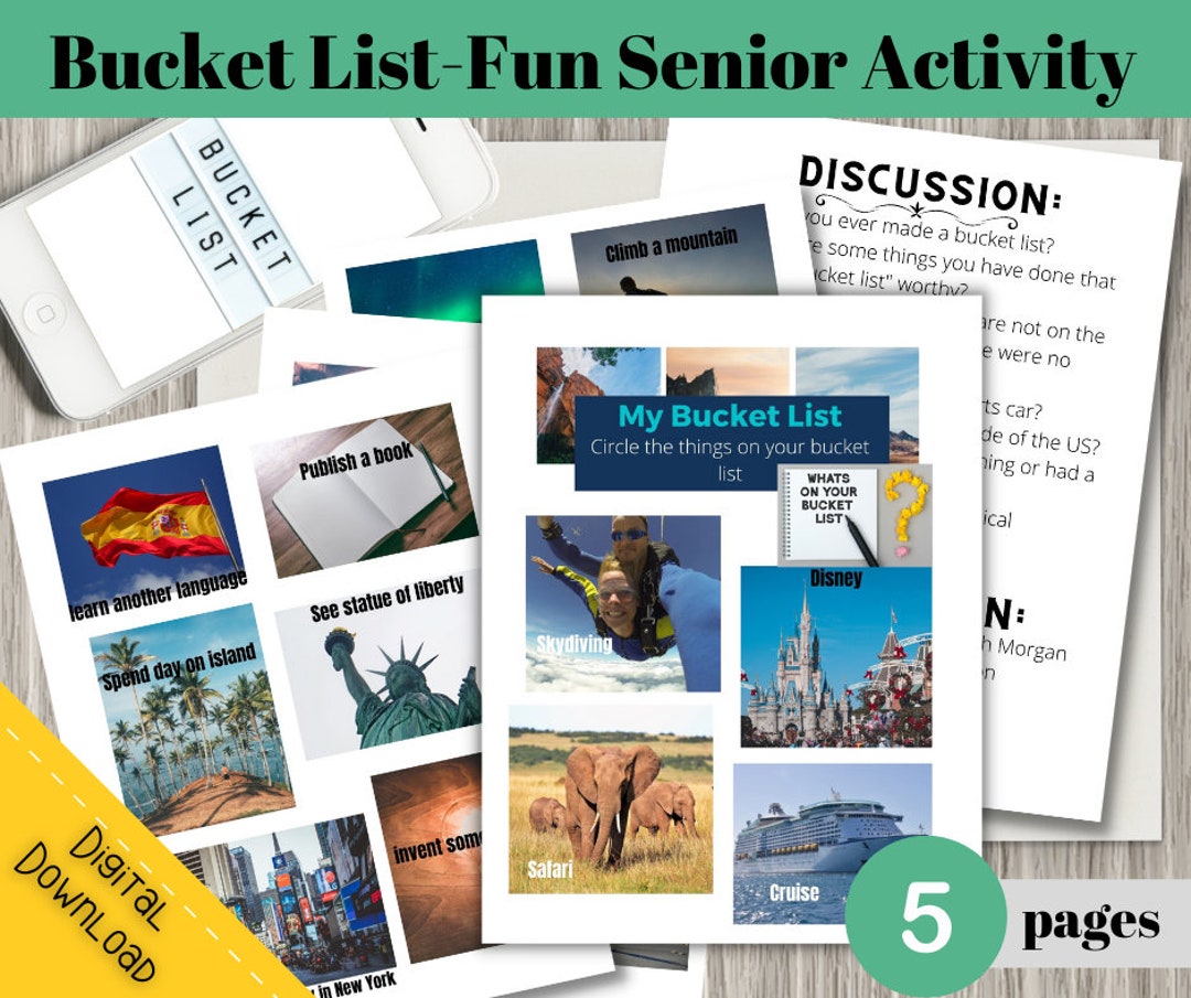 Bucket List Senior Group Fun Alzheimers Dementia Worksheets Activity ...