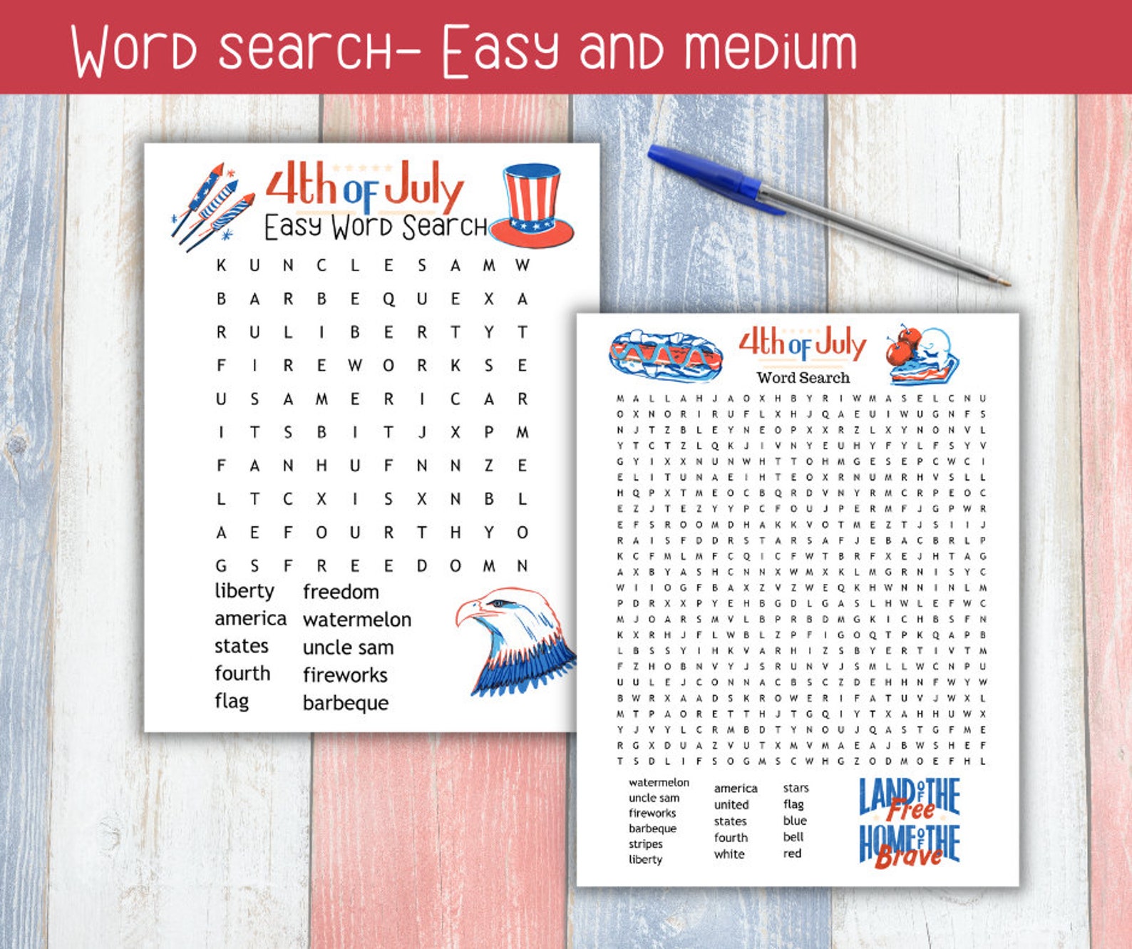 July 4th Activity Packet, July 4th Word Search, July 4th Puzzles, July ...