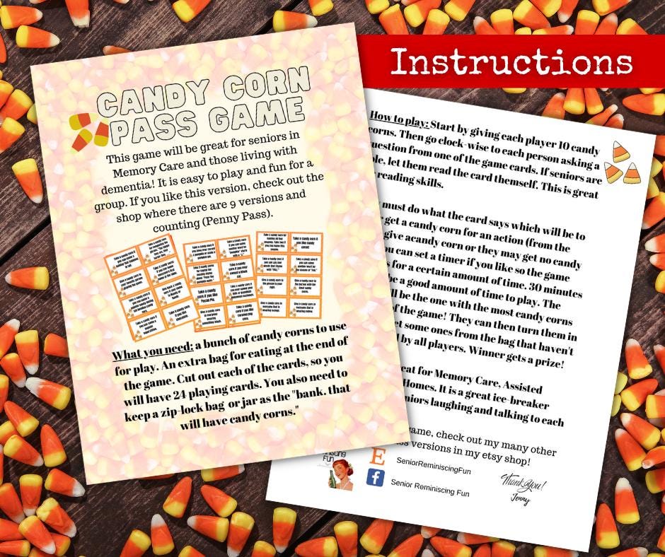 Candy Corn Pass 2 Game: Halloween Fall Party for Seniors (downloadable ...