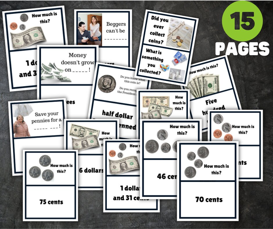 Money Flashcards for Seniors: Dementia Learning Activity (PDF) - Etsy