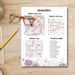 Mother's Day Word Search & Scramble Puzzles (downloadable) - Etsy