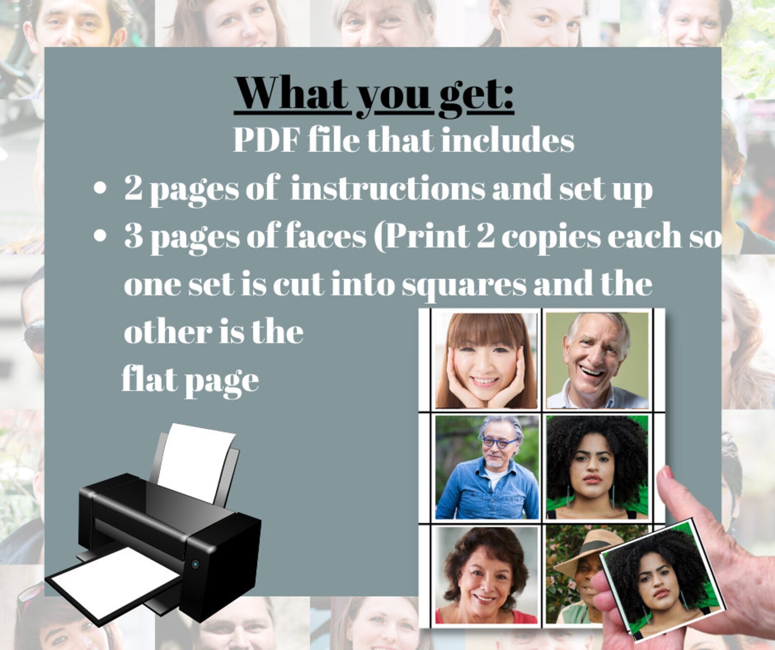 Dementia Sorting Kit: Adult Faces Matching Game (digital Download) - Etsy