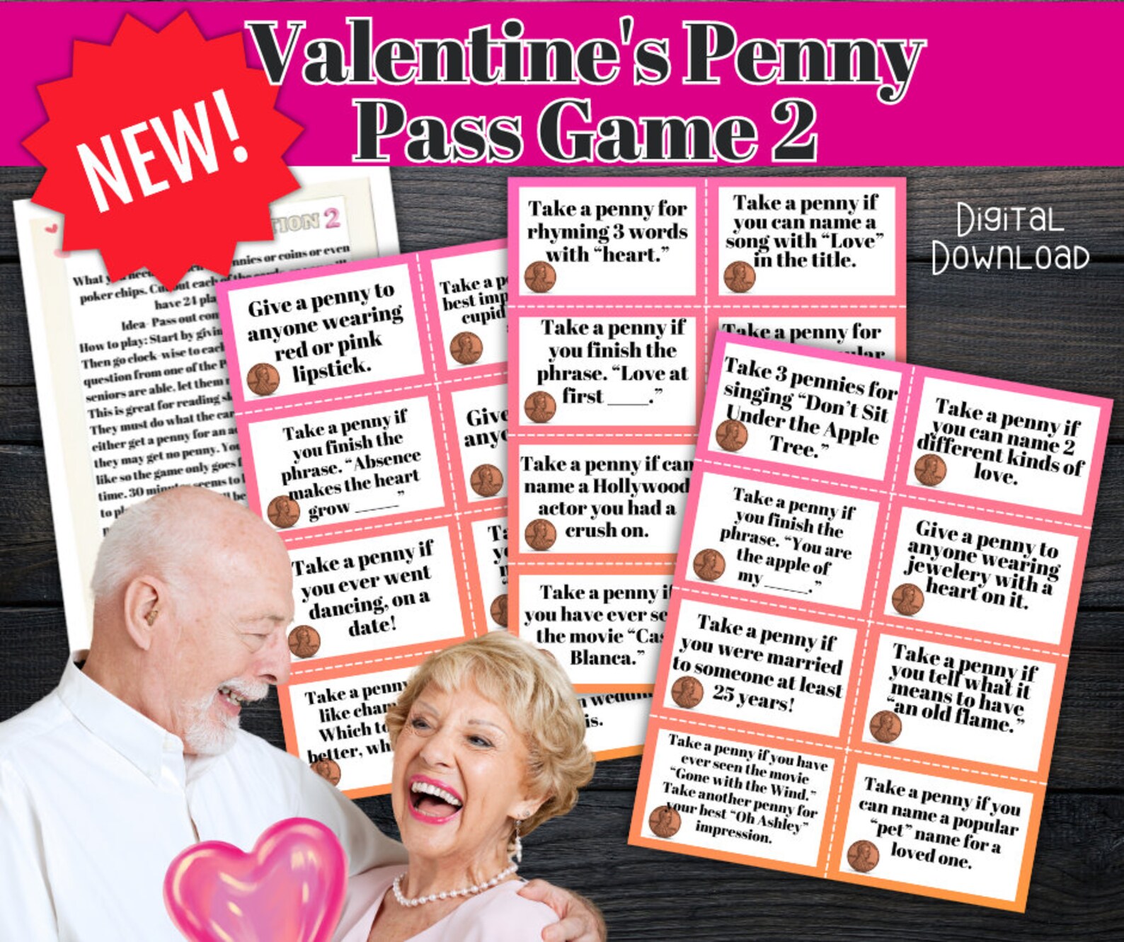 Valentine Reminiscing Game, Senior Valentine Game, Valentine Party Game ...