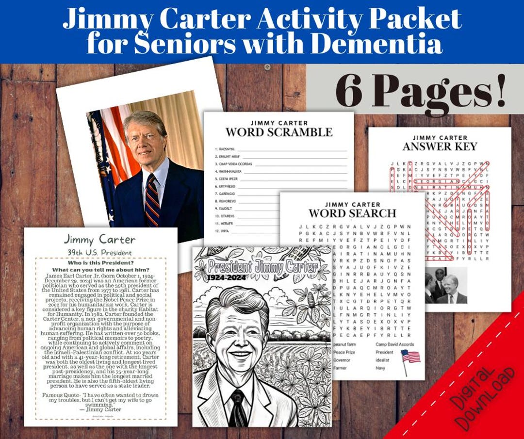 Jimmy Carter Activity Packet for Seniors With Dementia | Printable ...