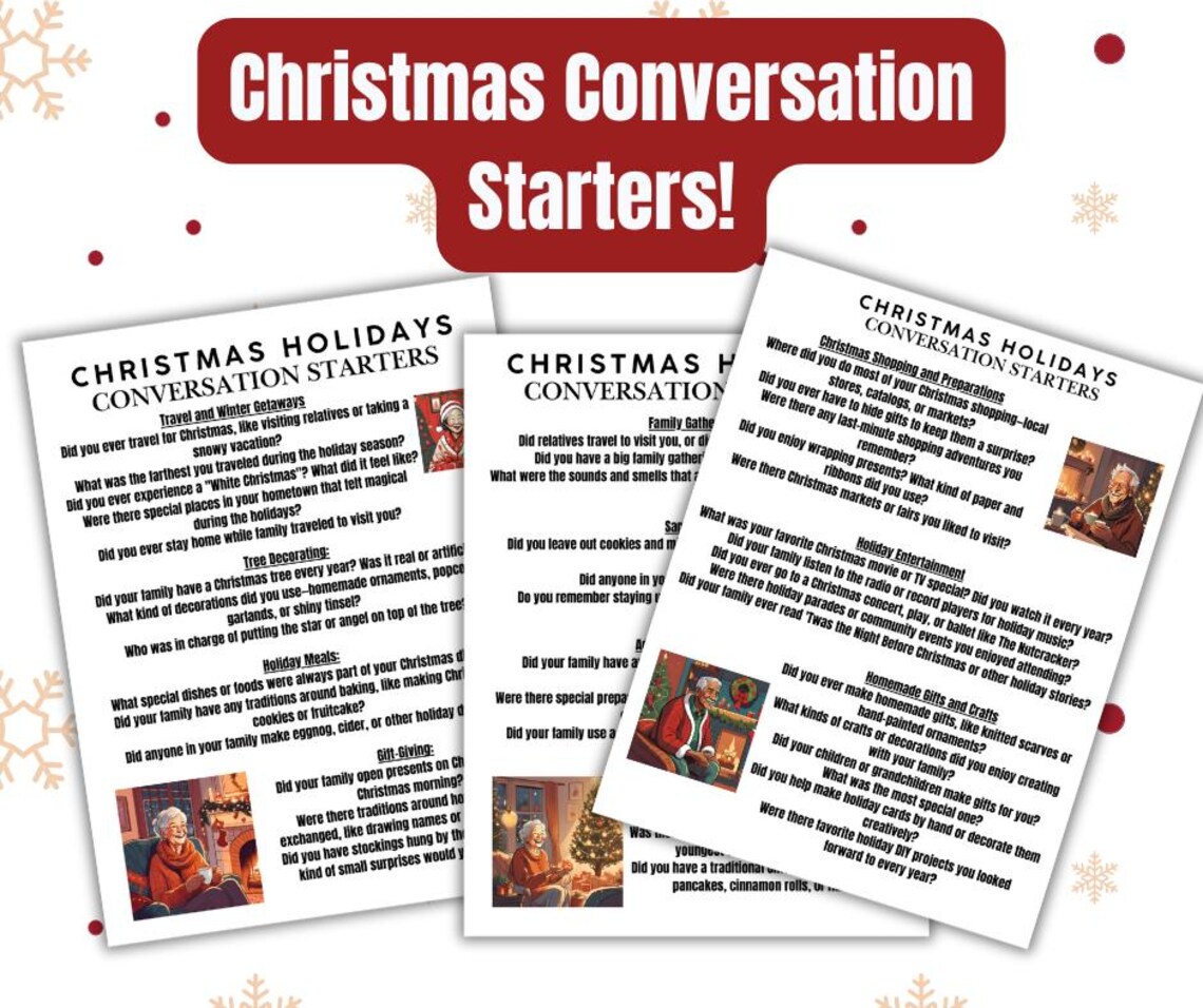 Christmas Conversation Starters: Dementia Holiday Activity (PDF) - Etsy