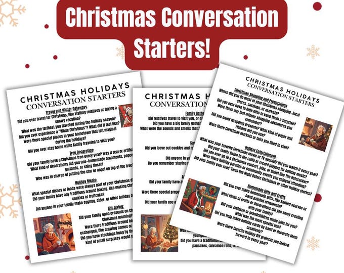Christmas Conversation Starters: Dementia Holiday Activity (PDF) - Etsy