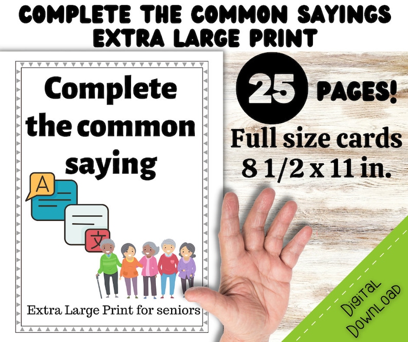 Dementia Flashcards: Complete the Phrase Game (PDF Packet) - Etsy