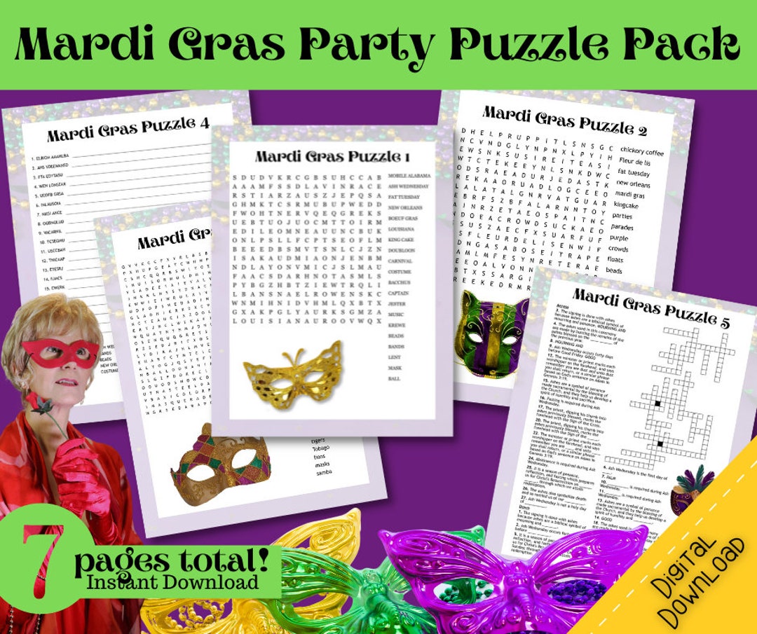 Mardi Gras Party Games Mardi Gras Puzzles, Mardi Gras Word Search Mardi ...
