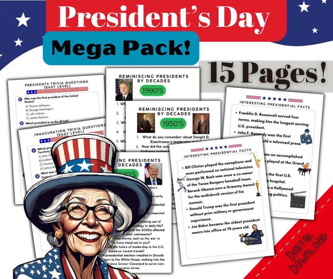 President’s Day MEGA Activity Packet | 15 Pages of Trivia, Fun Facts ...