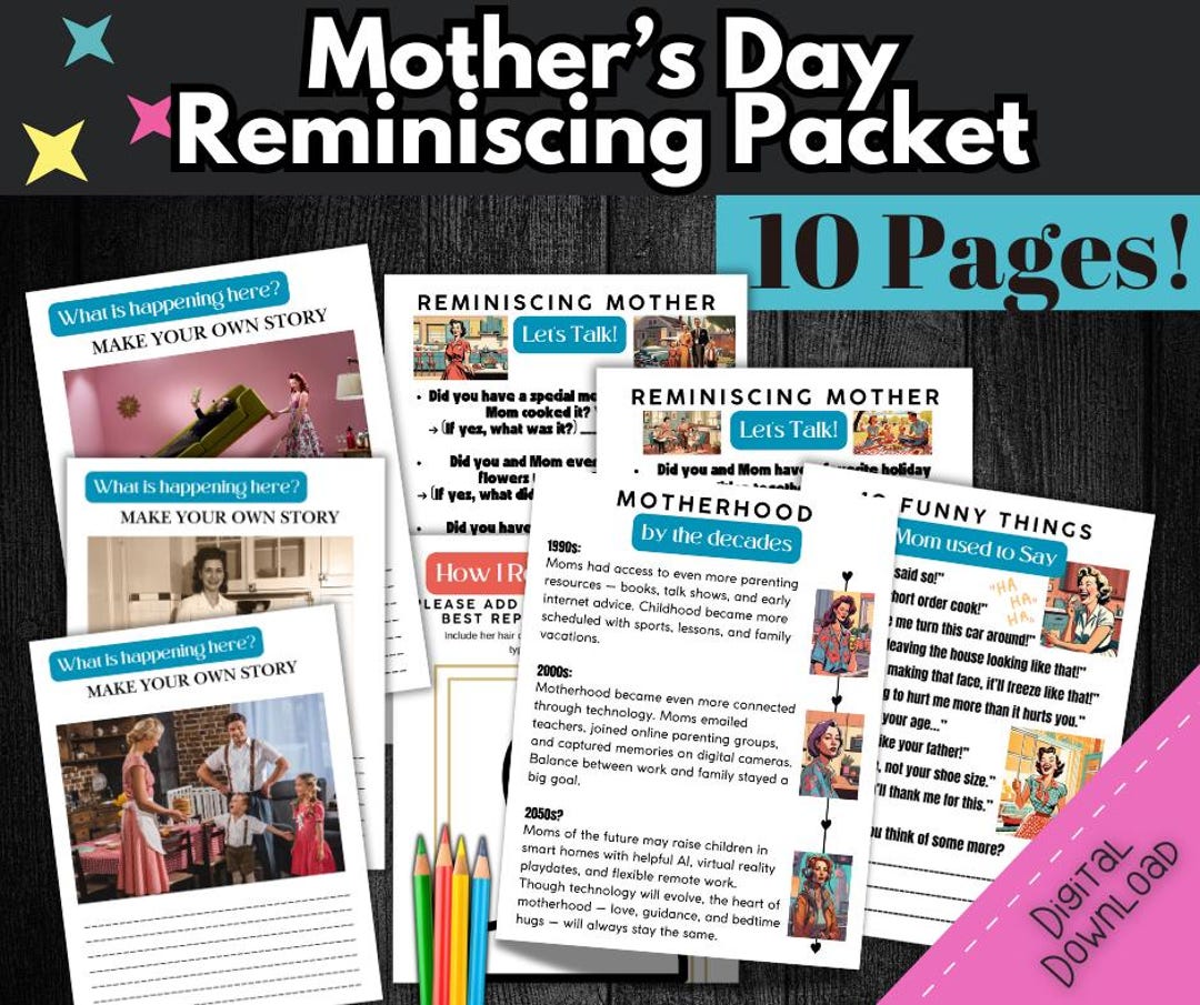 Mother’s Day Reminiscing Activity Packet for Seniors | Reminiscing Mom ...