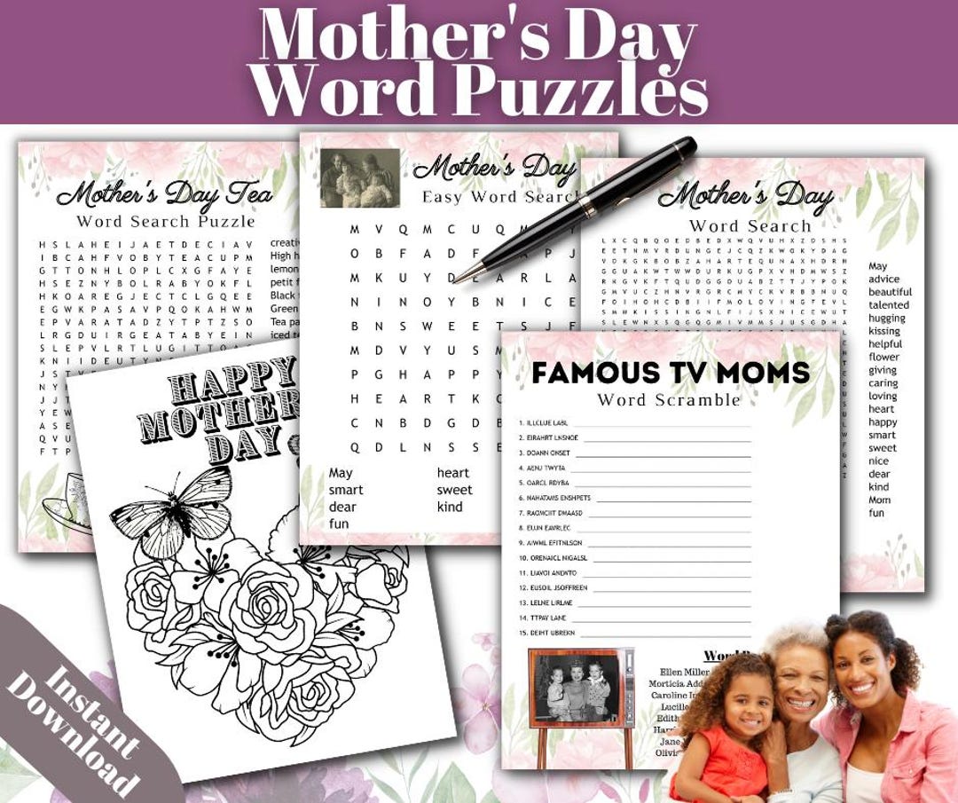 Mother's Day Word Search, Mother's Day Word Scramble, Mother's Day ...