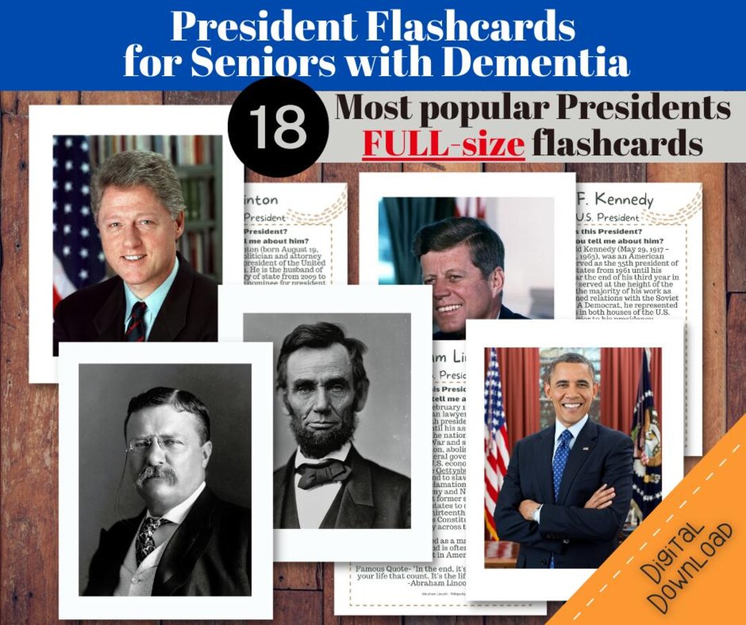 President Flashcards for Seniors With Dementia | Printable U.S ...