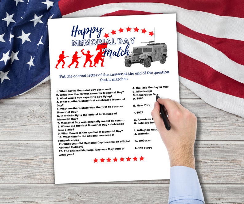 Memorial Day Game, Memorial Day Activities, Memorial Day Download ...
