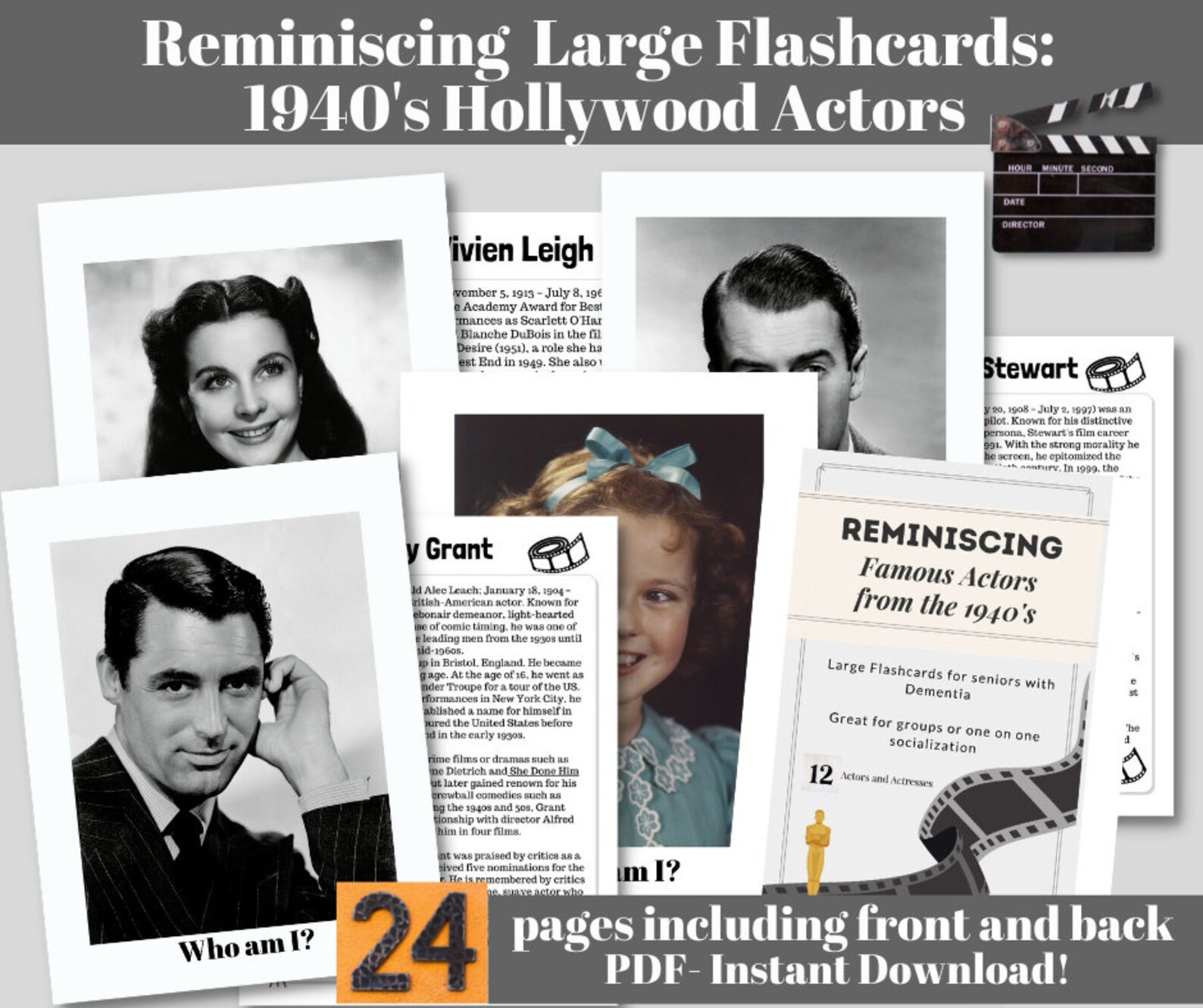Classic Hollywood Reminiscing Flashcards Dementia Activity | Etsy Canada