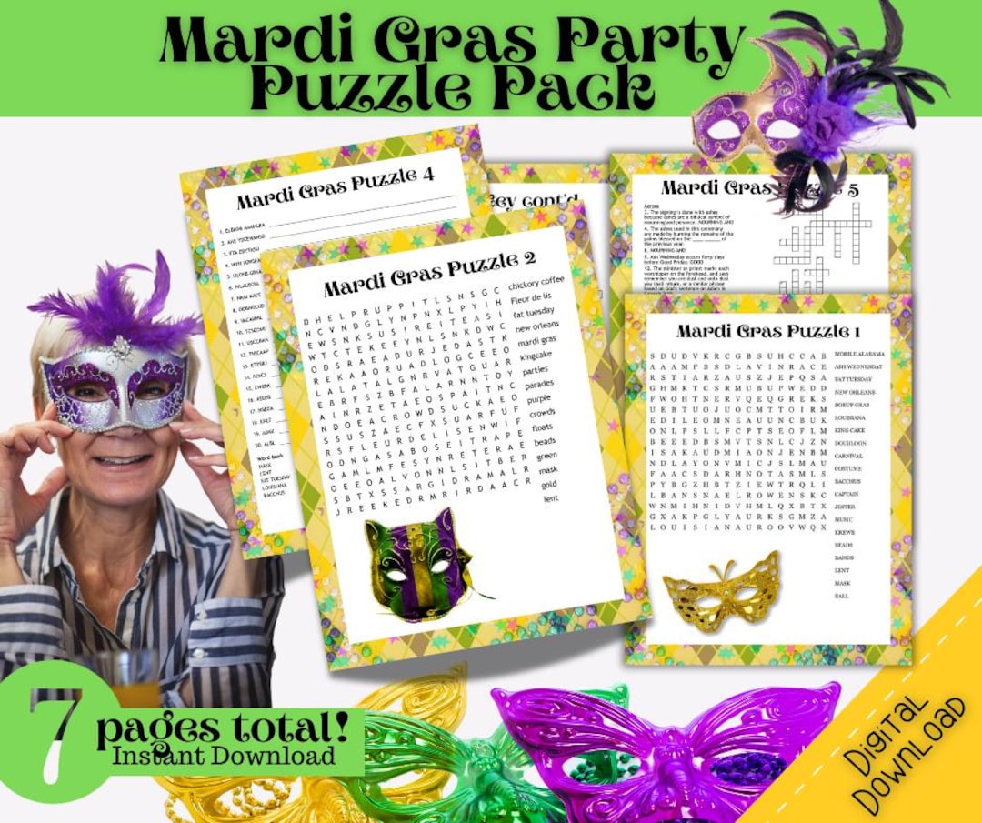 Senior Mardi Gras Party Games, Mardi Gras Puzzles, Mardi Gras Word ...